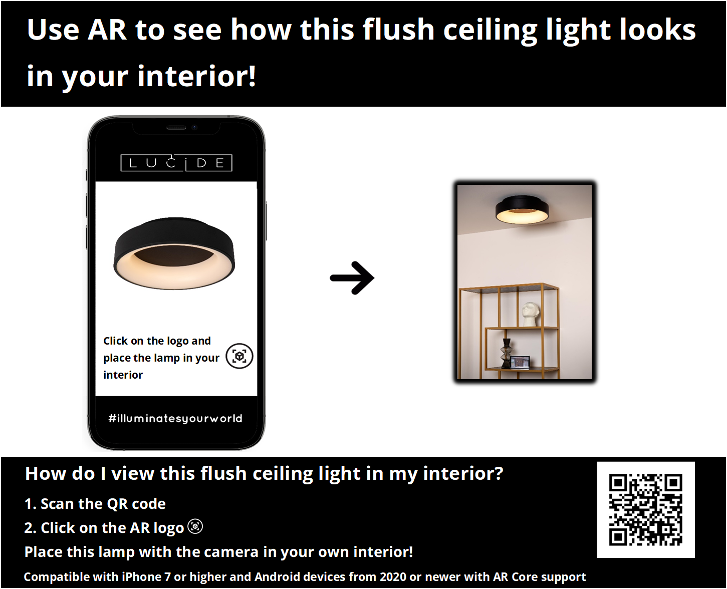 Lucide MIRAGE - Flush ceiling light - Ø 45 cm - LED Dim. - 1x33W 2700K ...