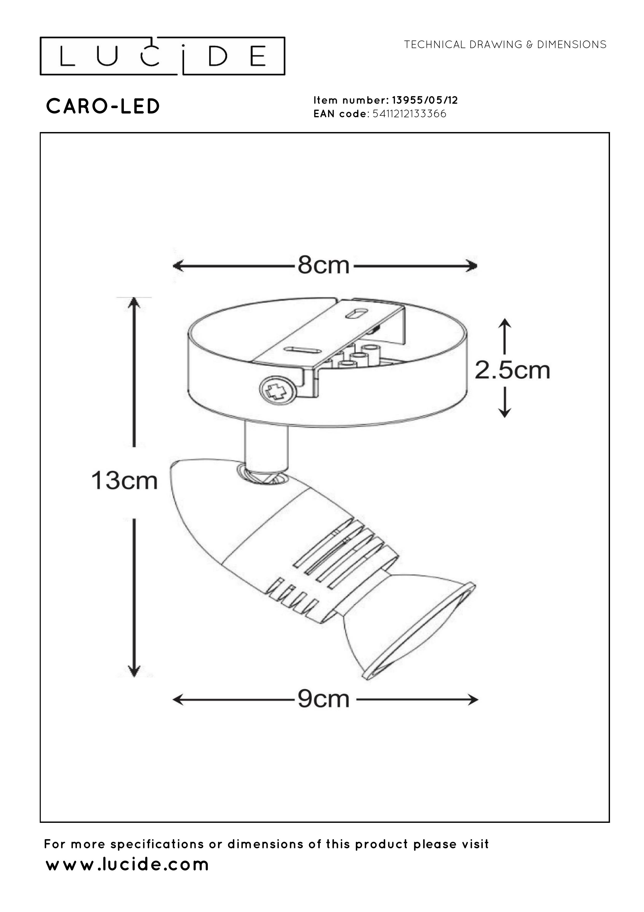 Lucide CARO-LED - Foco de techo - Ø 9 cm - LED - GU10 - 1x5W 2700K ...