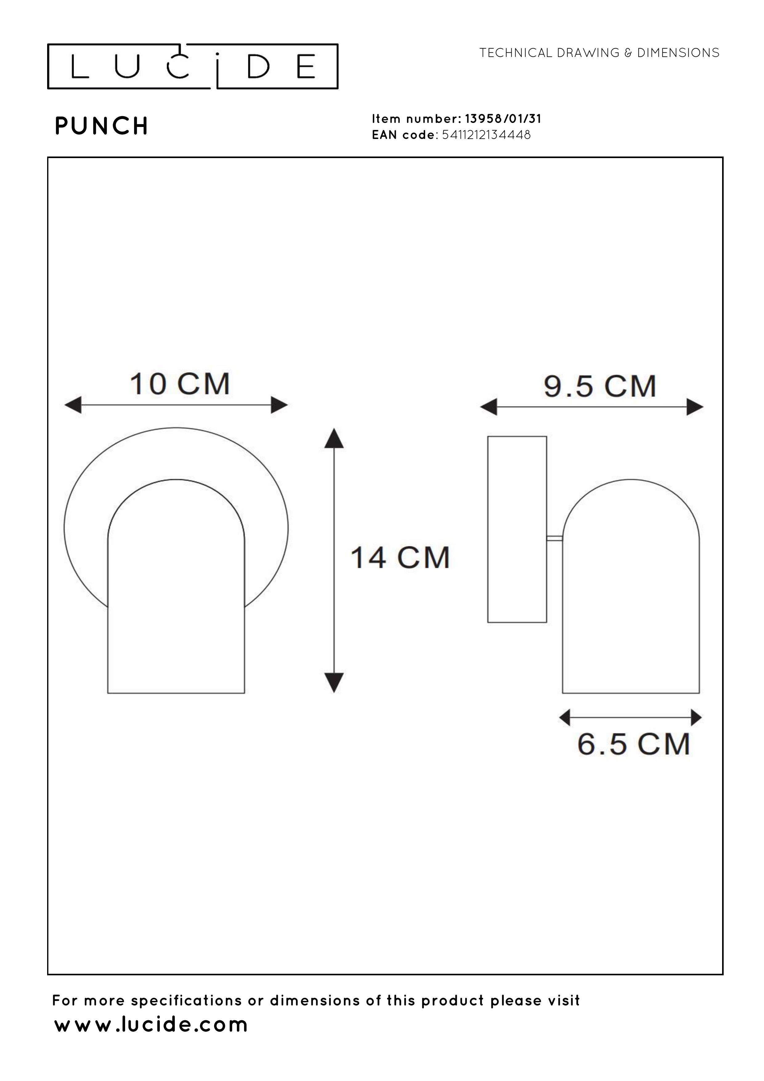 Lucide PUNCH - Ceiling spotlight - 1xGU10 - White
