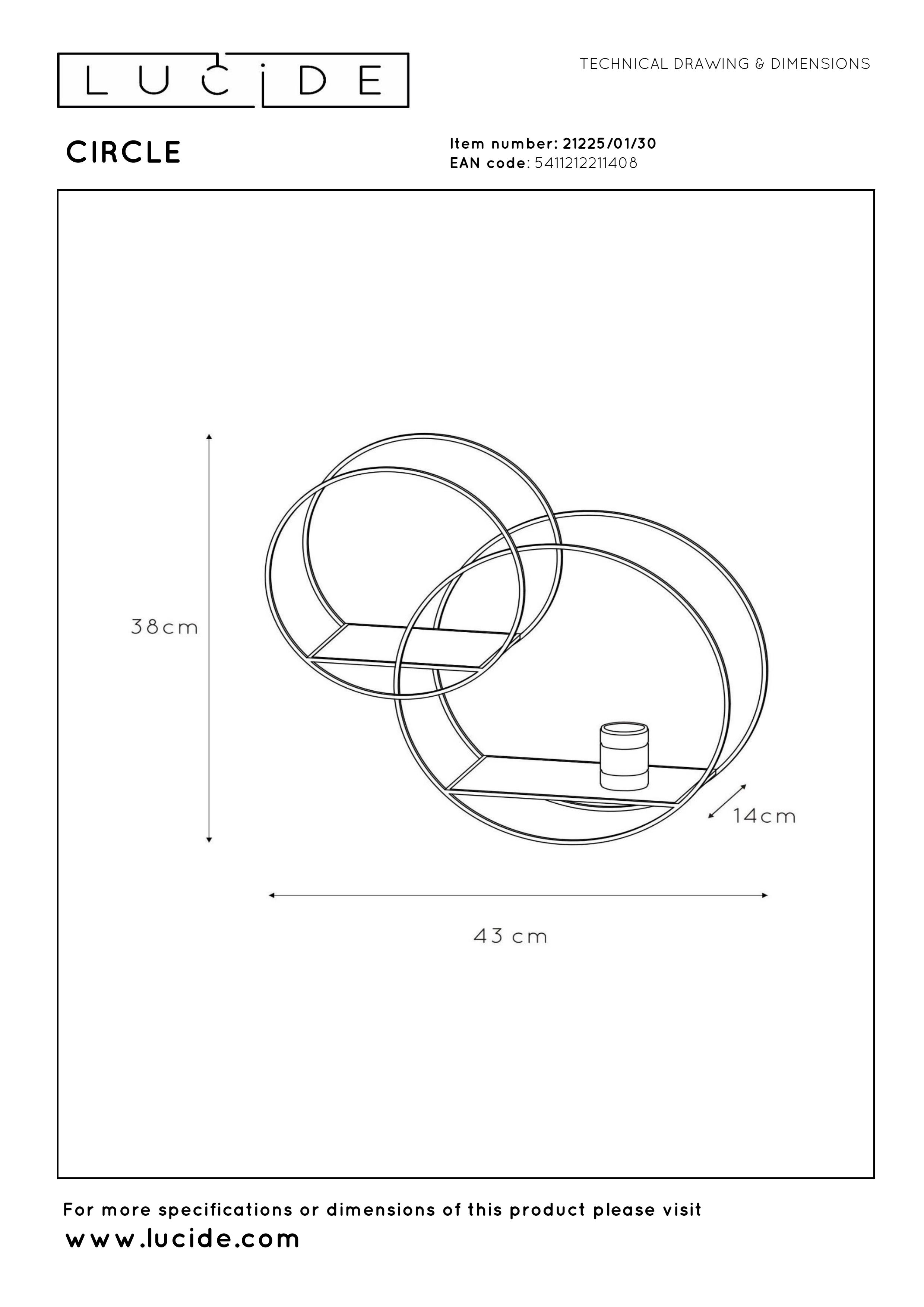Lucide CIRCLE - Wandlamp - 1xE27 - Zwart