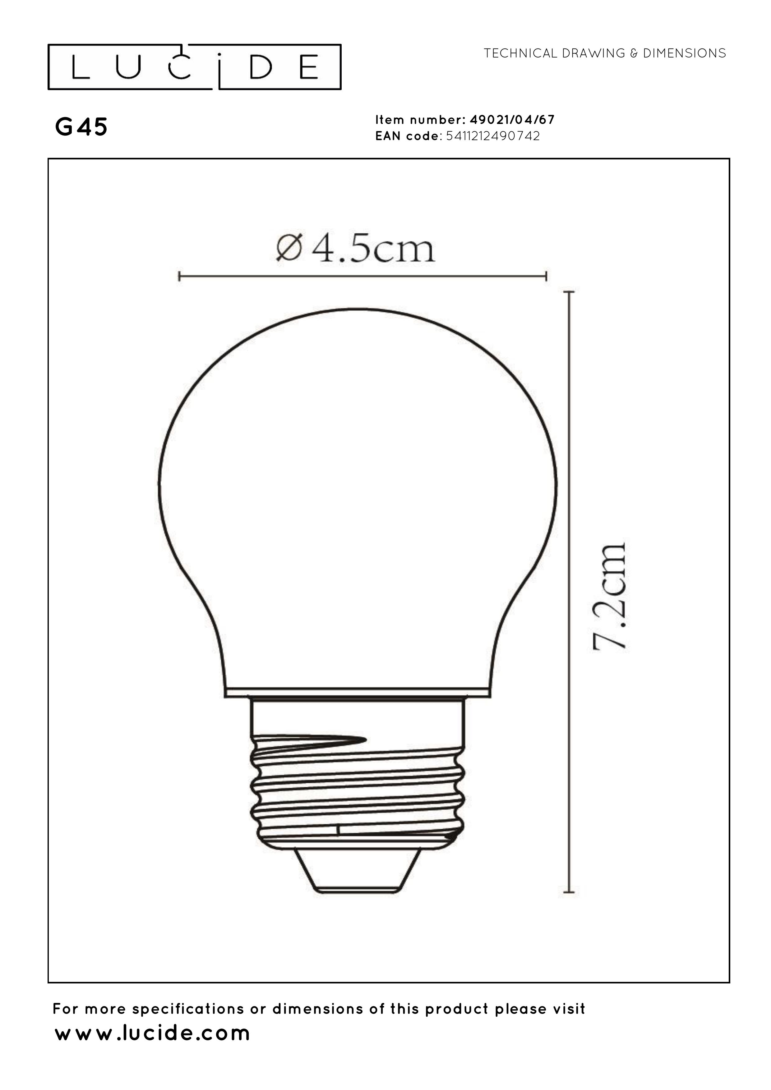 Lucide G45 - Filament bulb - Ø 4,5 cm - LED Dim. - E27 - 1x4W 2700K ...