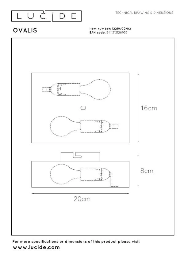 Lucide OVALIS - Wall light - 2xE14 - Matt Gold / Brass