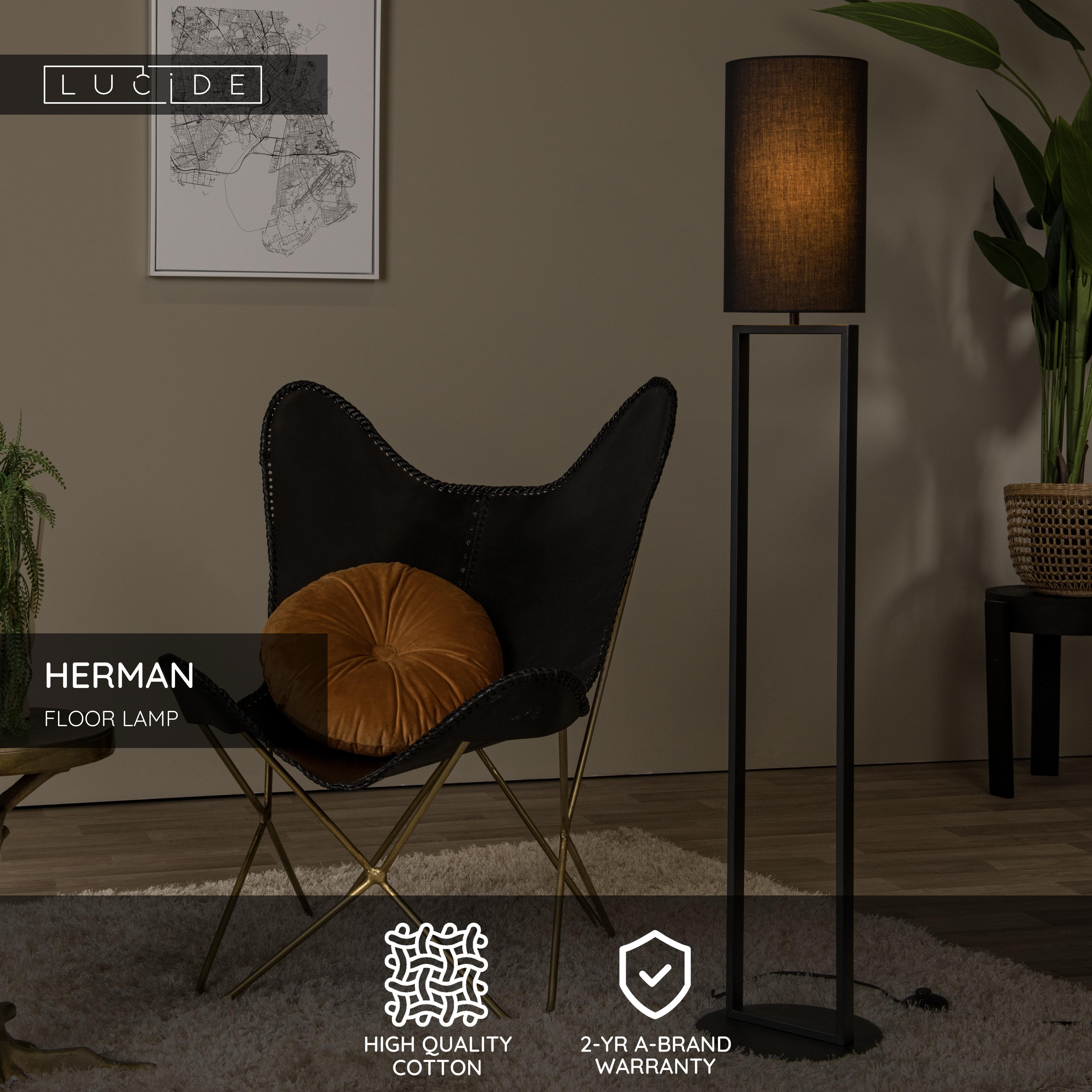 Lucide HERMAN - Floor lamp - Ø 26 cm - 1xE27 - Black