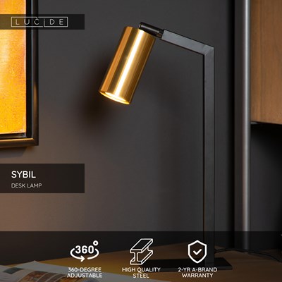 Lucide FITS - Table lamp - Ø 20 cm - LED - 1x7W 3000K - Matt Gold ...