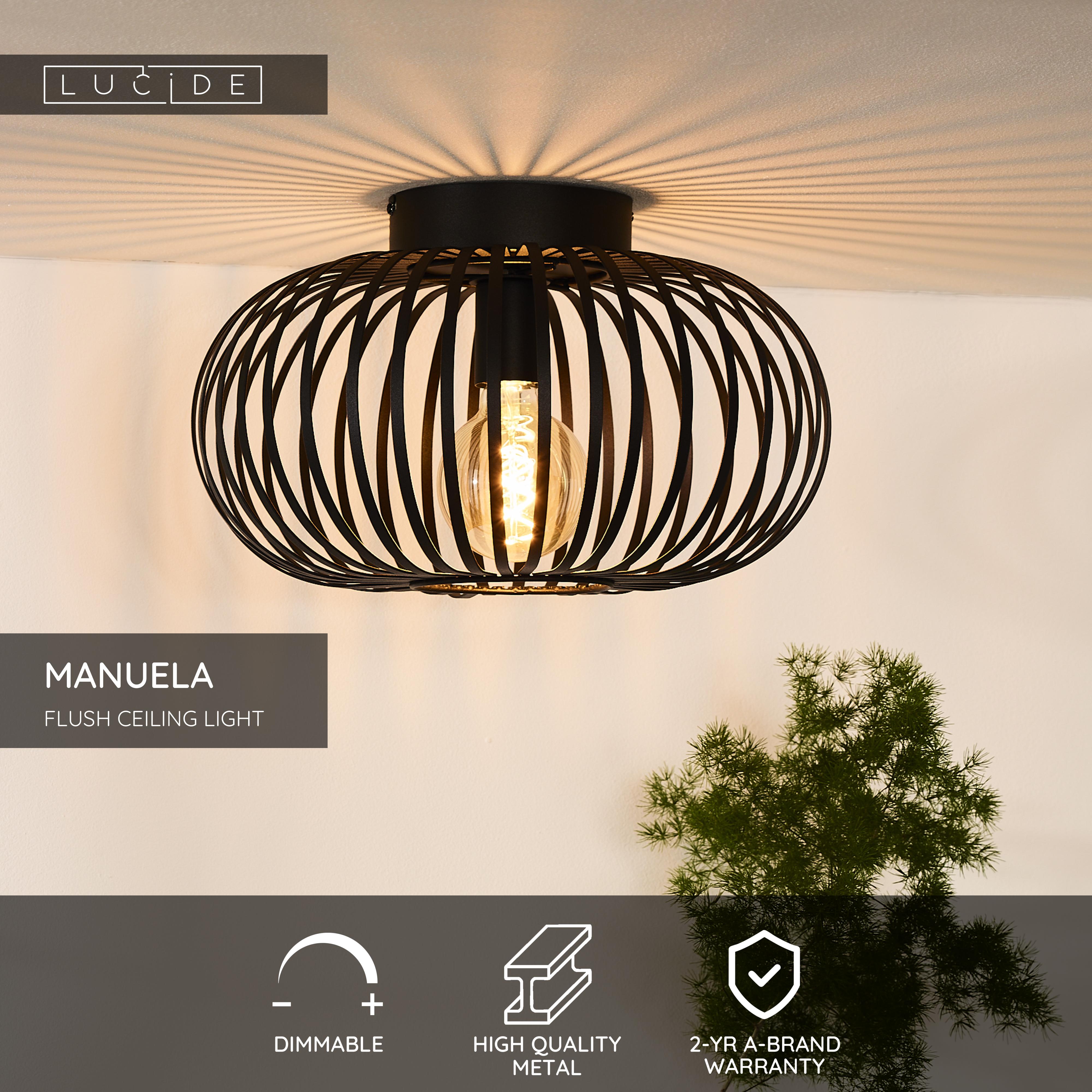 Lucide MANUELA - Flush ceiling light - Ø 39,5 cm - 1xE27 - Black