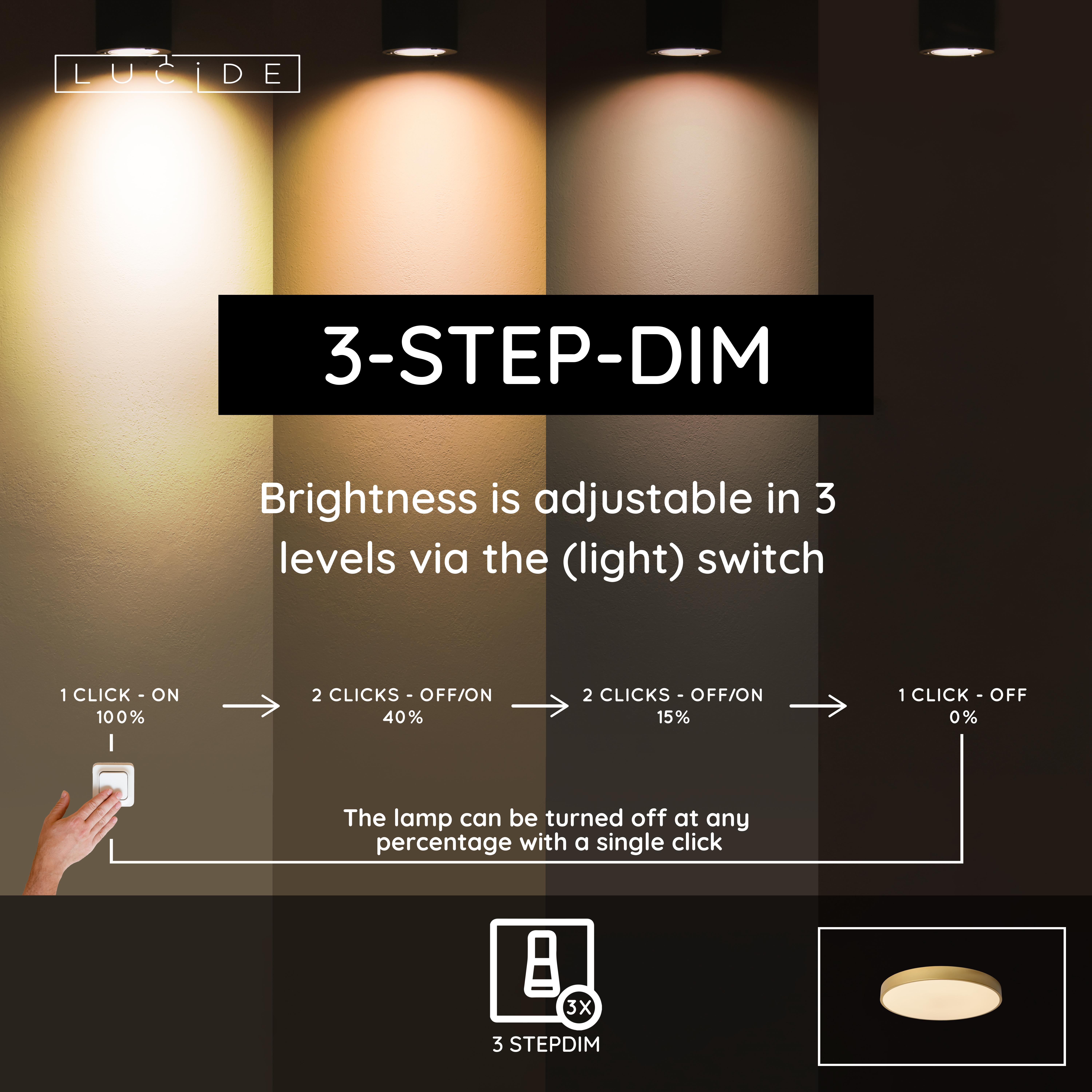 Lucide UNAR - Flush ceiling light - Ø 49,5 cm- LED 3 StepDim - 1x36W ...