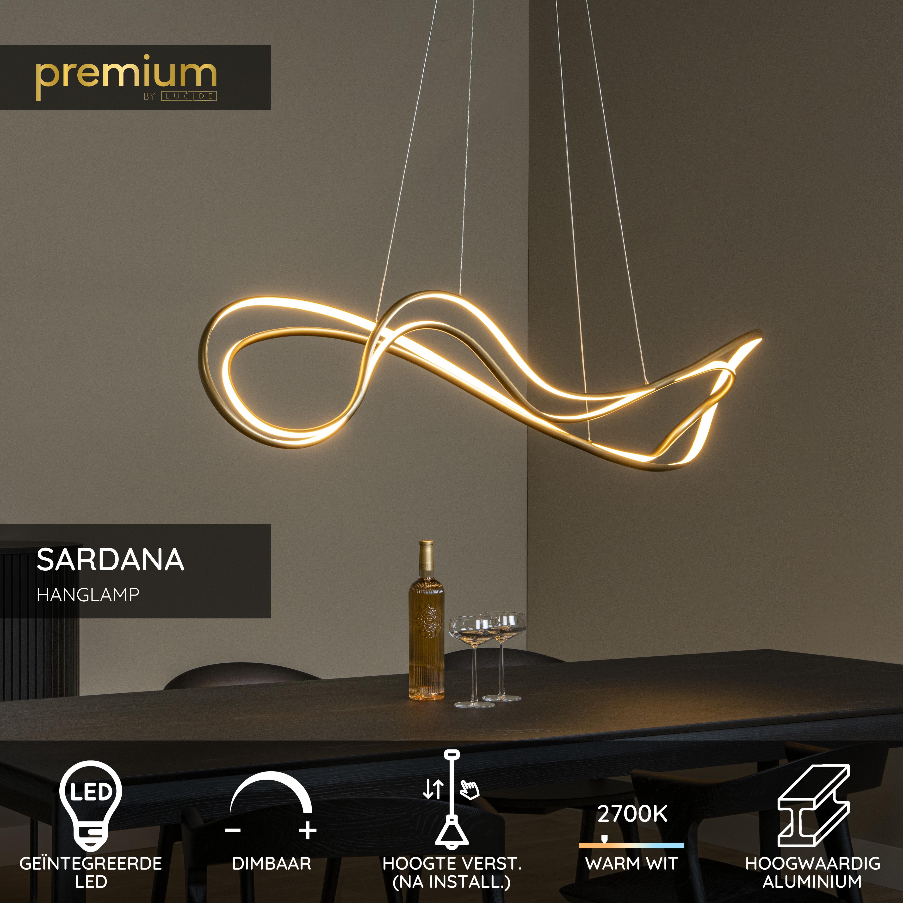 Lucide SARDANA - Hanglamp - LED Dimb. - 1x54W 2700K - Mat Goud ...
