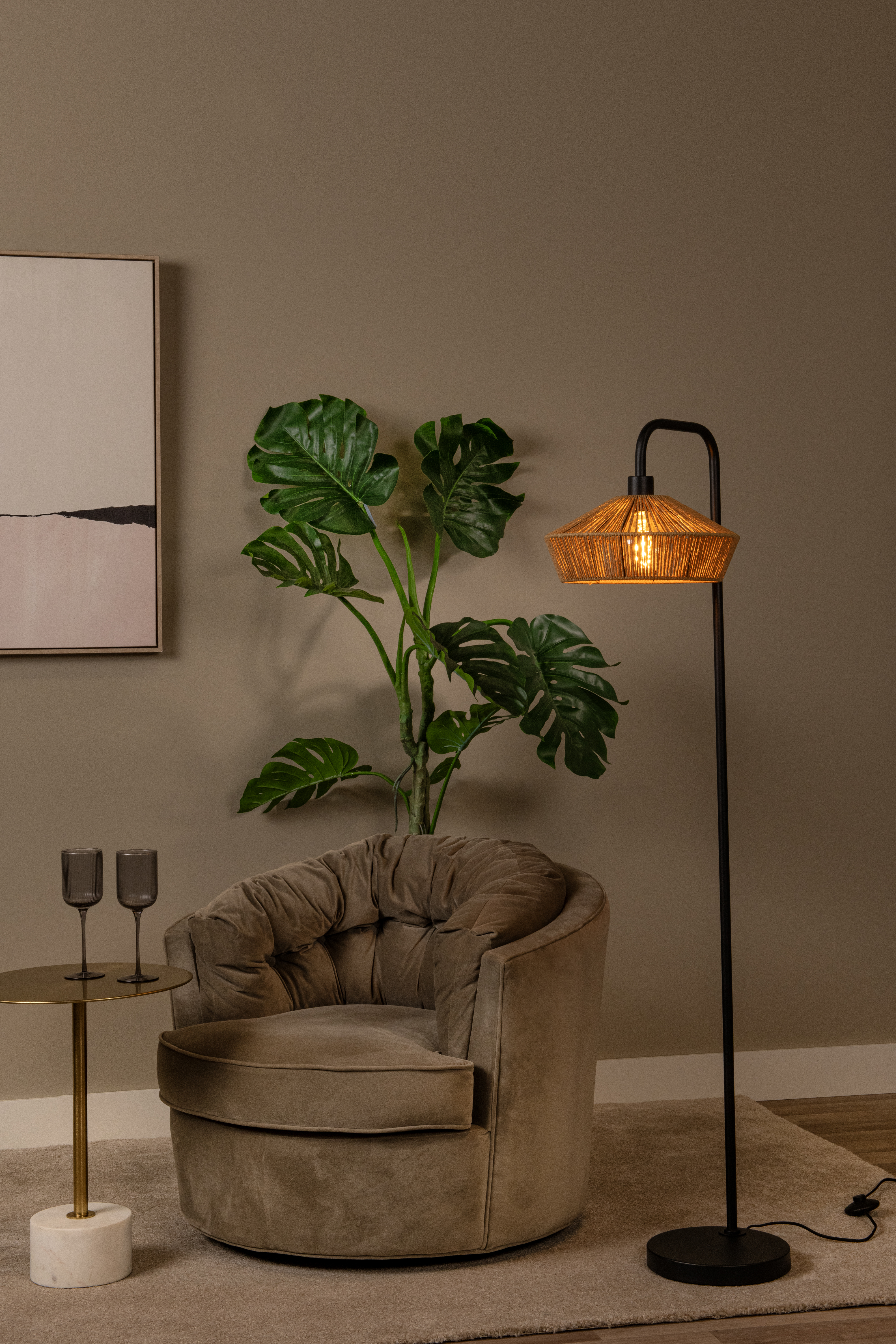 Lucide YUNKAI - Floor lamp - Ø 40 cm - 1xE27 - Natural