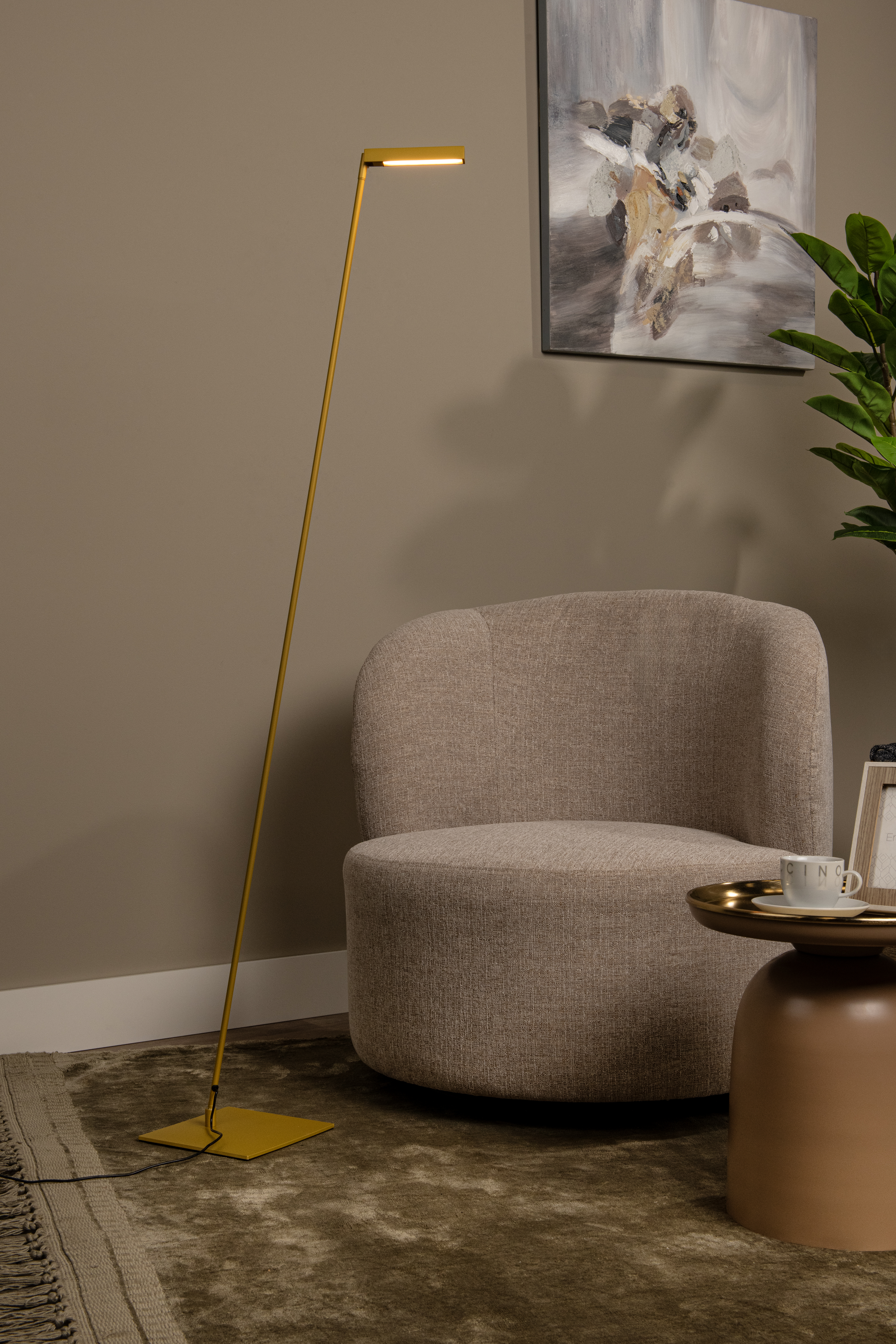 Lucide LAVALE - Floor reading lamp - LED Dim. - 1x3W 2700K - Ocher Yellow