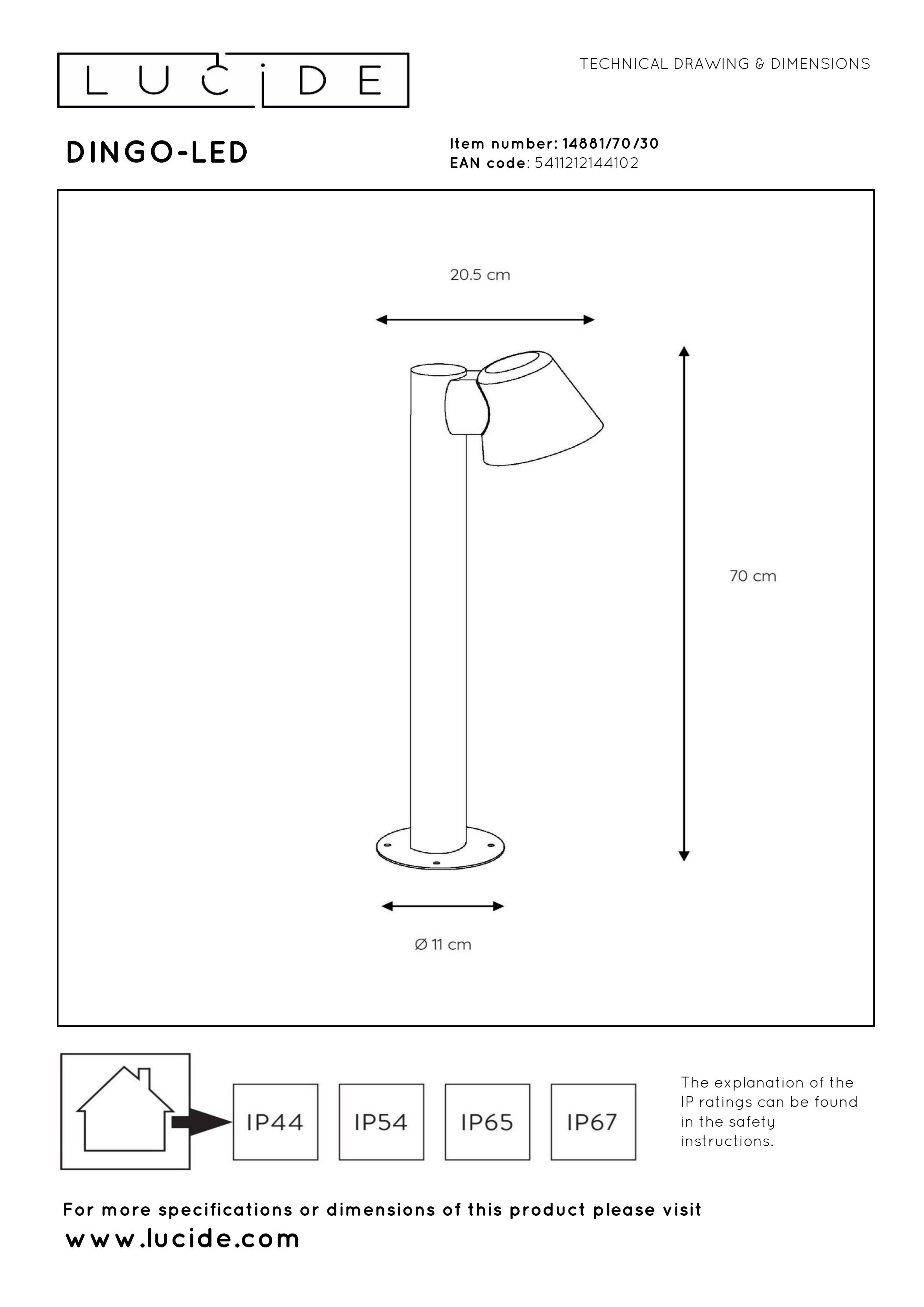 Lucide DINGO-LED - Bollard light - LED Dim. - GU10 - 1x5W 3000K - IP44 ...