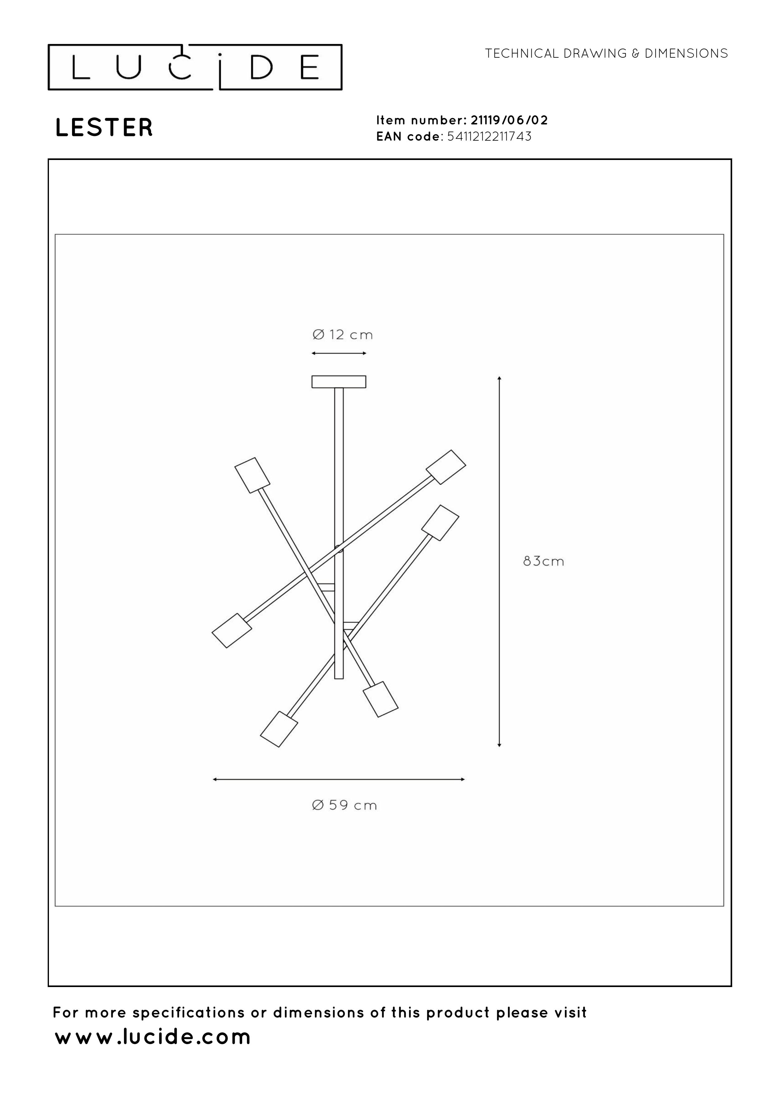 Lucide LESTER - Flush ceiling light - 6xE27 - Matt Gold / Brass